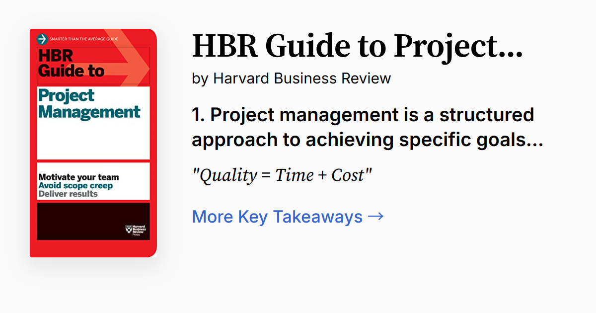 Hbr Guide To Project Management Summary Quotes Faq Audio