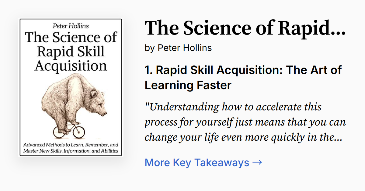 The Science Of Rapid Skill Acquisition Summary Quotes Faq Audio 