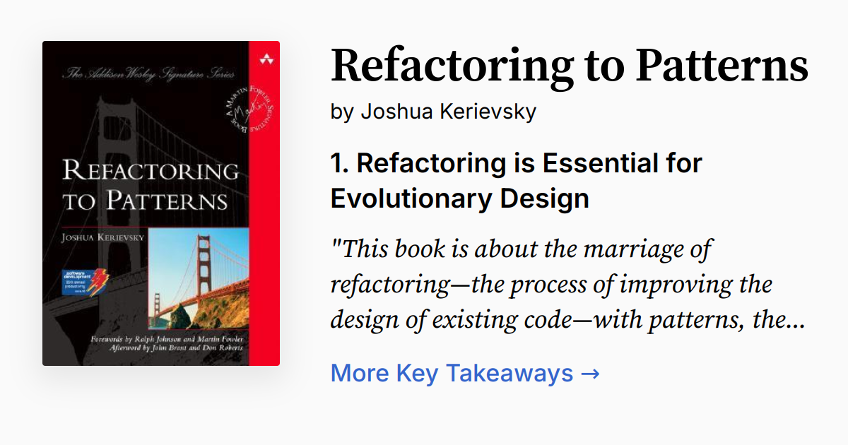 Refactoring To Patterns Summary Quotes Faq Audio