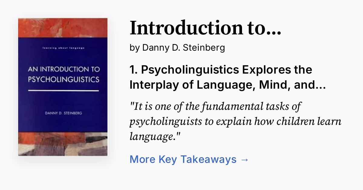 Introduction To Psycholinguistics Summary Quotes Audio