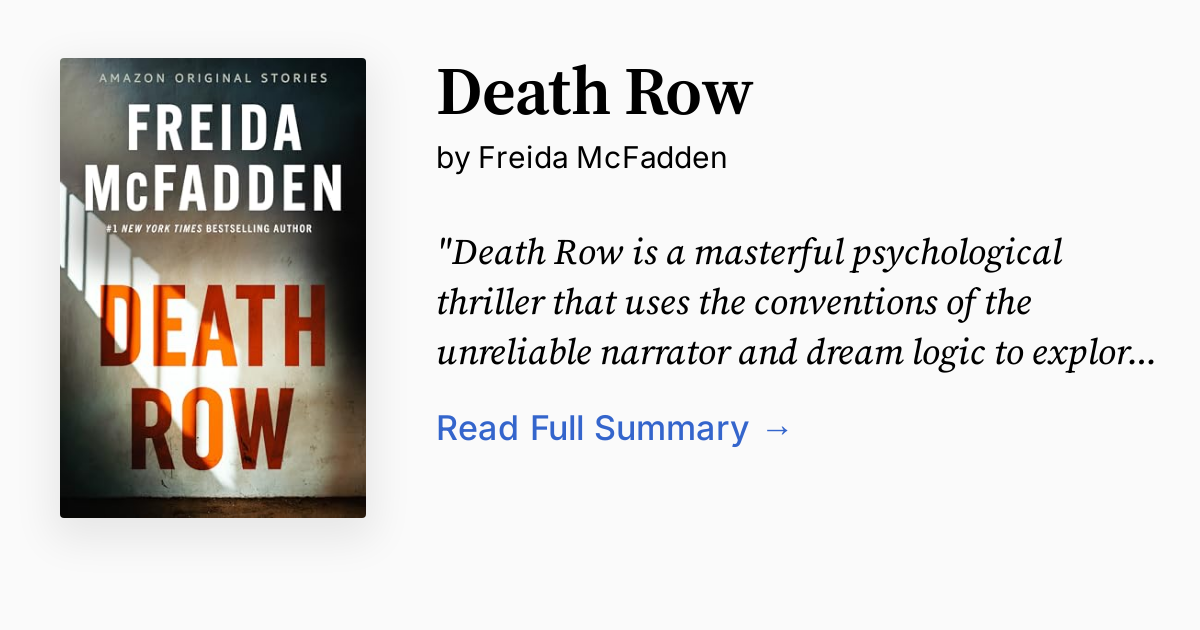 Death Row by Freida McFadden | Summary, Analysis